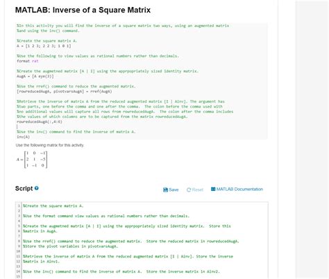 Solved Matlab Inverse Of A Square Matrix