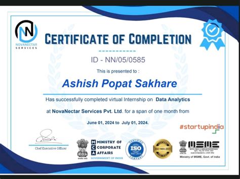 Completed Data Analyst Internship Ashish Sakhare Posted On The Topic