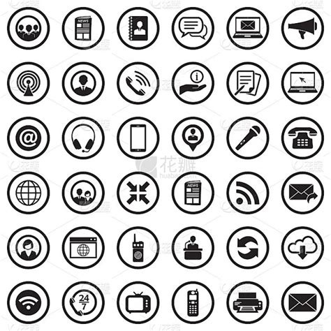 沟通的图标。圆形黑色平面设计。矢量插图。素材 花瓣网