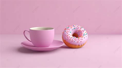 부드러운 분홍색 3d 렌더로 설정된 활기찬 도넛 커피 컵 사무실 커피 작업대 커피 작업 배경 일러스트 및 사진 무료 다운로드 Pngtree