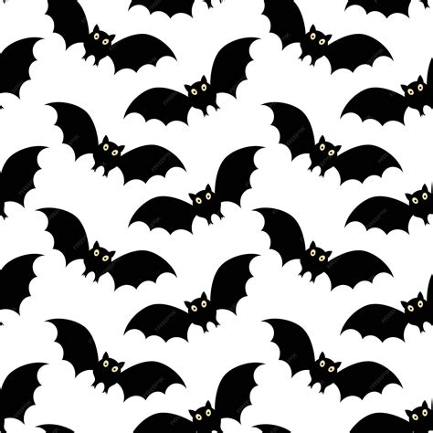 Premium Vector Seamless Pattern With Cartoon Black Bats On White