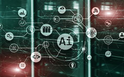 환상적인 컴퓨터 센터에 인공 지능 Ai 인포 그래픽 그림 프리미엄 사진