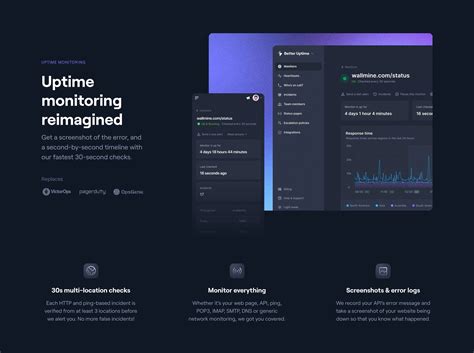 better stack uptime page section monitoring feature section design design
