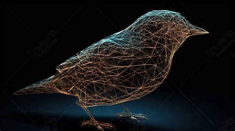 고립된 검은색 다각형 새가 있는 3d 와이어프레임 배경 고립 배경 기하학적 배경 특집 배경 이미지 Hd 고립 기하학적 특집 배경 사진 무료 다운로드 Lovepik