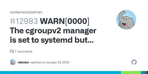 WARN The Cgroupv Manager Is Set To Systemd But There Is No Systemd User Session Available