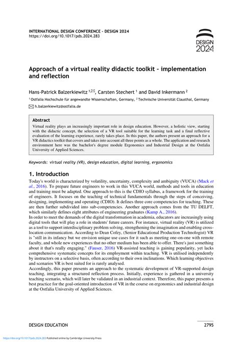 Pdf Approach Of A Virtual Reality Didactic Toolkit Implementation And Reflection