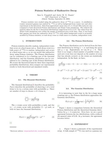 Poisson Statistics Of Radioactive Decay Poisson Statistics Of Radioactive Decay