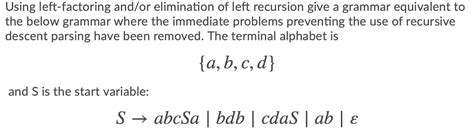 Solved Using Left Factoring Andor Elimination Of Left