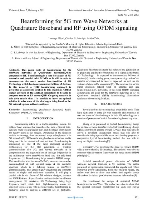 Pdf Beamforming For 5g Mm Wave Networks At Quadrature Baseband And Rf Using Ofdm Signaling