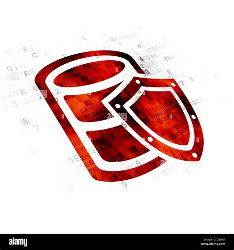 programming concept database with shield on digital background stock