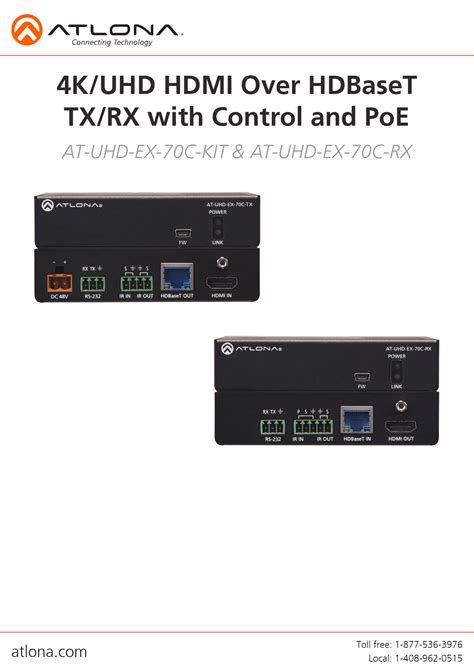 Atlona At Uhd Ex 70c Rx 4k Uhd Hdmi Over Hdbaset Rx With Control And