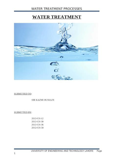 Docx Water Treatment Processes Dokumen Tips