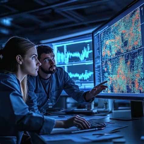 Climate Scientists Analyzing Data On Global Warming Premium AI Generated Image