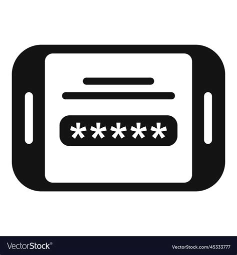 Tablet Password Icon Simple Data Cipher Royalty Free Vector