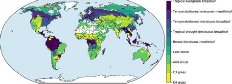 Prescribed Global Distribution Of Plant Functional Types Data Are From