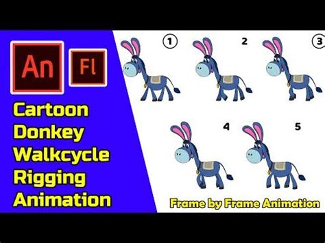 Cartoon Donkey Walk Cycle Rigging Animation | Frame by Frame | Adobe Animate CC Tutorial | Adobe ...