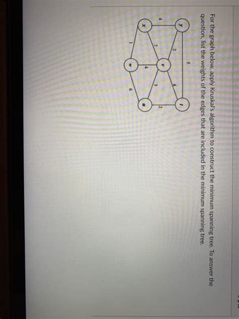Solved For The Graph Below Apply Kruskals Algorithm To