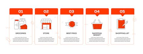 쇼핑 및 소매 관련 프로세스 인포그래픽 템플릿 프로세스 타임라인 차트 선형 아이콘이 있는 워크플로 레이아웃 0명에 대한 스톡