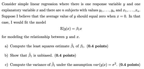 Solved Consider Simple Linear Regression Where There Is One Chegg
