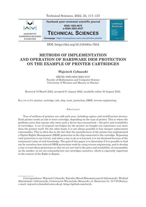 Pdf Methods Of Implementation And Operation Of Hardware Drm