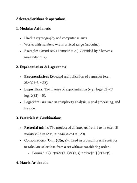 Advanced Arithmetic Operations Part 2 Pdf Arithmetic Discrete