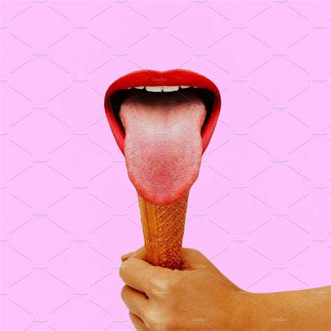 Mouth With Tongue And Ice Cream By Jenya Porechenskaya On