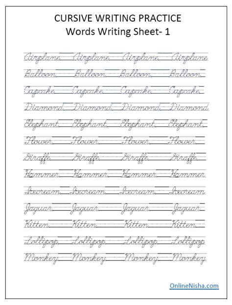 Cursive Writing Practice Sheets Writing Practice Cursive Writing