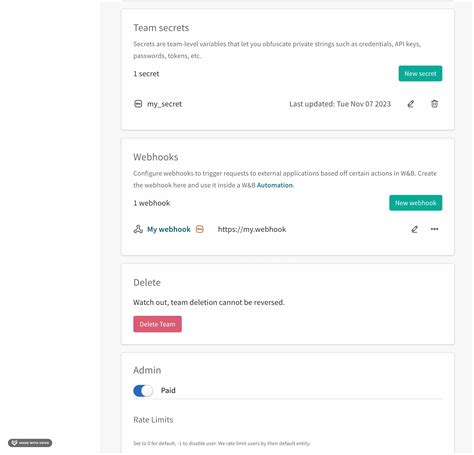 create a webhook automation weights and biases documentation