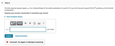 Solved Part A Find The Required Angular Speed W Of An
