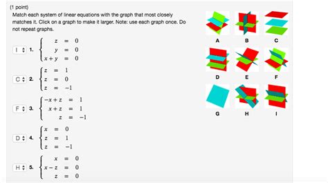 solved 1 point match each system of linear equations with