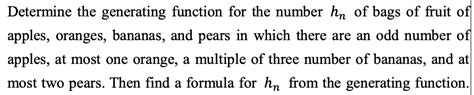 solved determine the generating function for the number hn