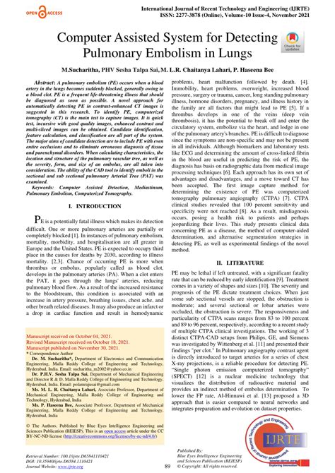 Pdf Computer Assisted System For Detecting Pulmonary Embolism In Lungs
