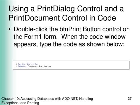 Accessing Databases With Adonet Handling Exceptions And Printing