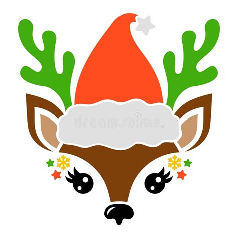 оленевод санта клаус симпатичный силуэт головы оленя с рогами Иллюстрация вектора иллюстрации