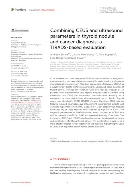 Pdf Combining Ceus And Ultrasound Parameters In Thyroid Nodule And Cancer Diagnosis A Tirads