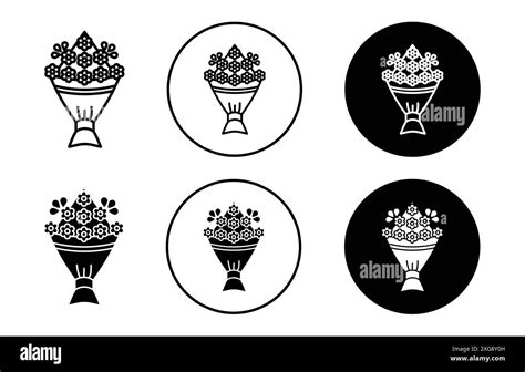 Flowers Bouquet Wrapping Icon Vector Logo Set Collection For Web App Ui