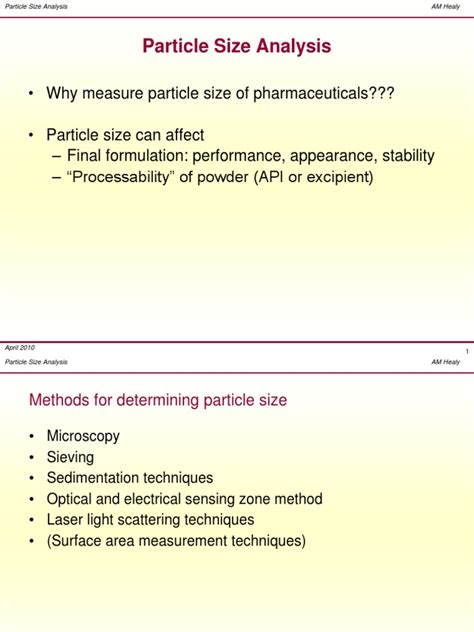 particle size analysis pdf particle size distribution microscopy