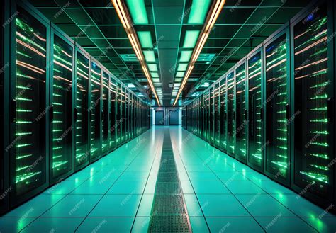 Premium Ai Image Data Center The Room Is Filled With Rows Of Servers Modern Technology