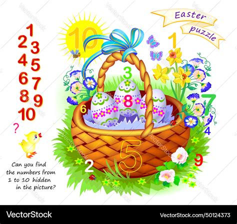 Can You Find The Numbers From 1 To 10 Hidden Vector Image