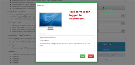 OpenCart Ask A Question About This Product
