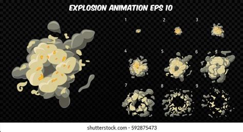 Vector Explode Explode Effect Animation Smoke Stock Vector Royalty