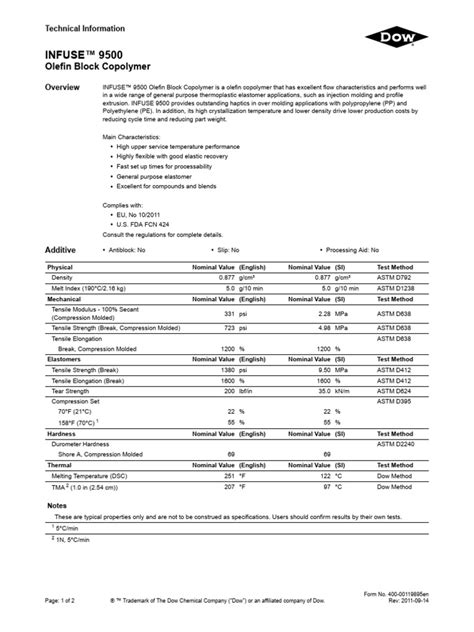 400 00119895en Infuse 9500 Tds Pdf Polyethylene Medical Device