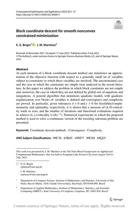 Block Coordinate Descent For Smooth Nonconvex Constrained Minimization Request Pdf