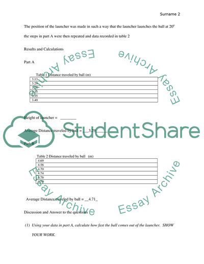 Projectile Lab Velocity With Which A Projectile Is Launched Lab Report Example Topics And