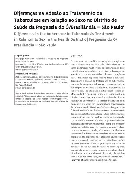 Pdf Differences In The Adherence To Tuberculosis Treatment In