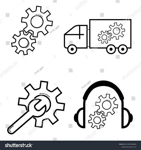 Icon Set Service Gear Icon Set Stock Vector Royalty Free 2047084604