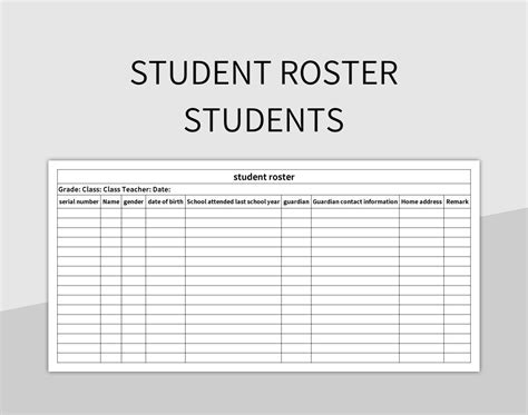 Printable Student Roster Template Printable Forms Free Online