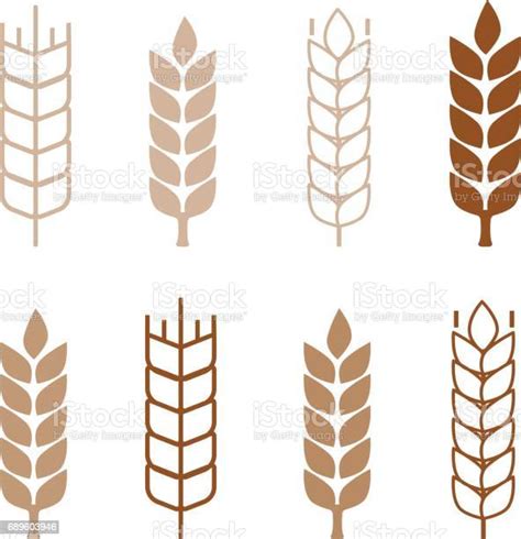 간단한 밀 귀 아이콘 및 밀 디자인 요소 집합입니다 밀 0명에 대한 스톡 벡터 아트 및 기타 이미지 0명 곡초류 농업