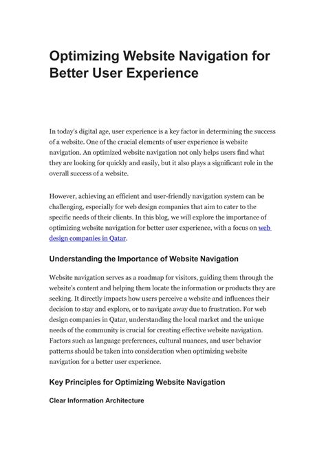 ppt optimizing website navigation for better user experience
