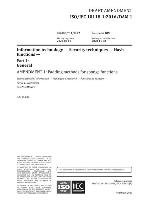 ISO IEC DAmd Padding Methods For Sponge Functions